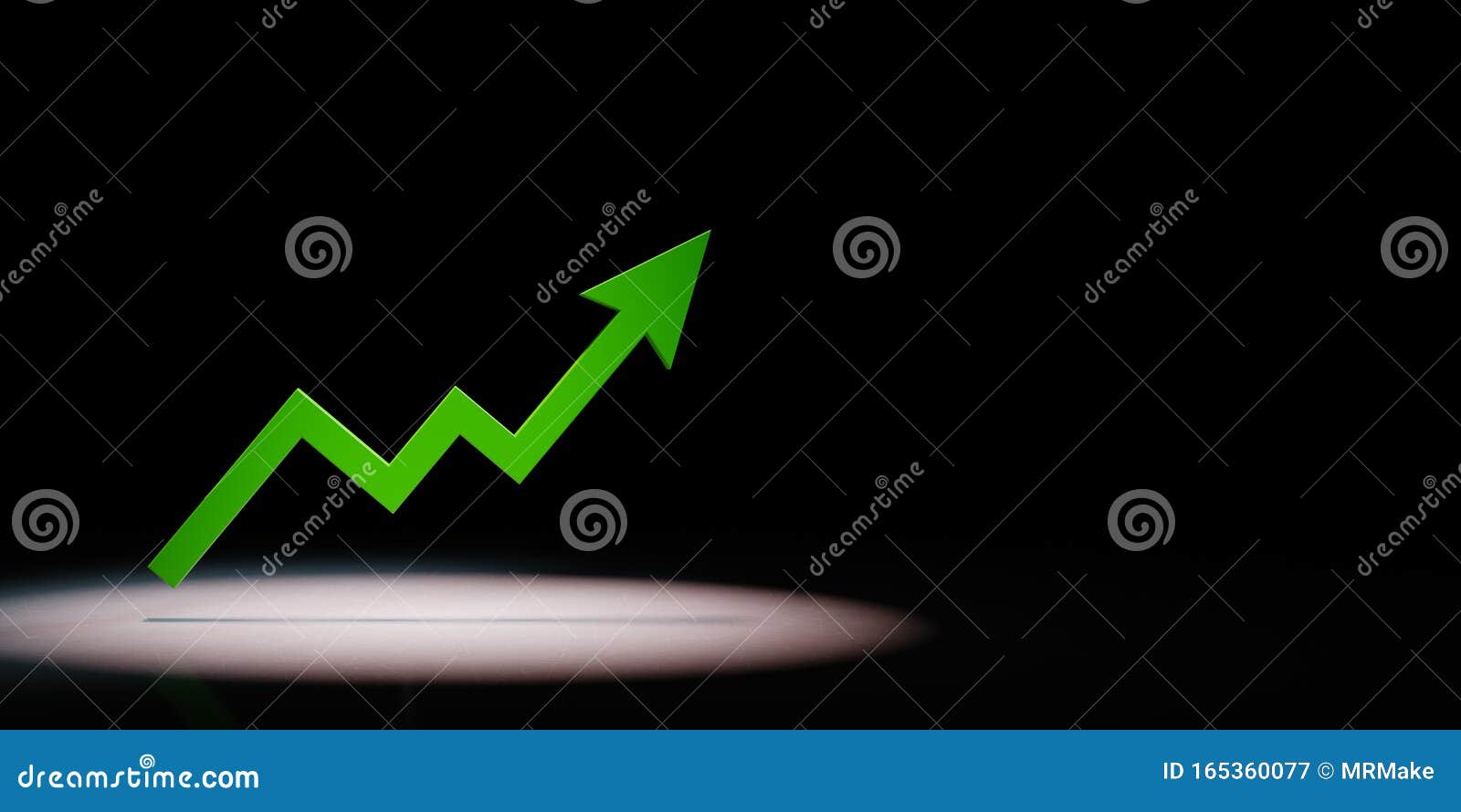 Rising Arrow Chart Spotlighted on Black Background Stock Illustration ...
