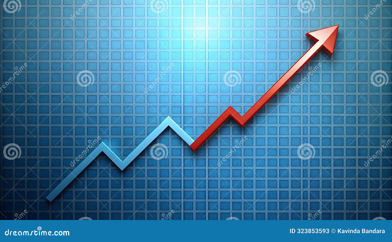 Rising Arrow Graph on Blue Grid Background - Business Growth and ...
