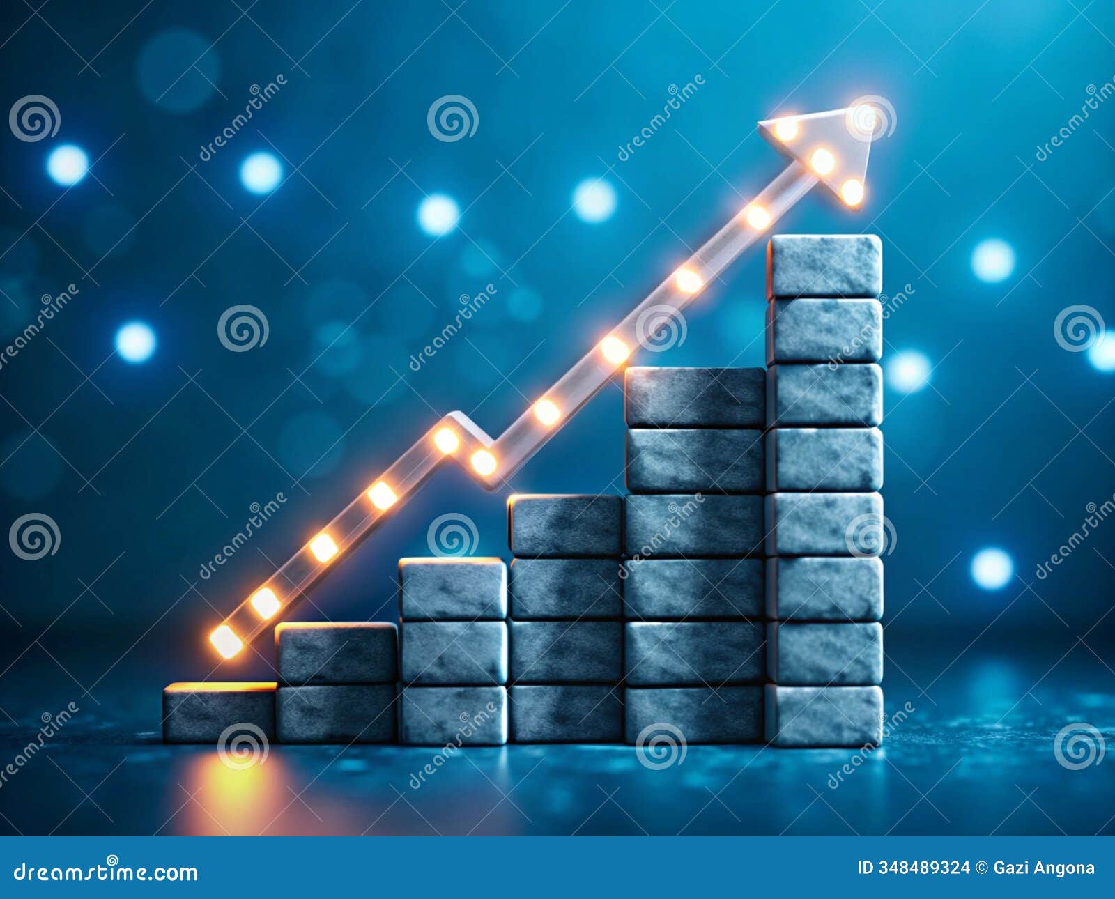 Arrow Graph with Stone Blocks Generative Ai Stock Illustration ...