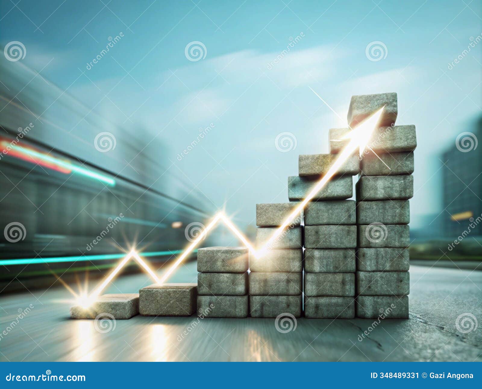 Arrow Graph with Stone Blocks Generative Ai Stock Illustration ...