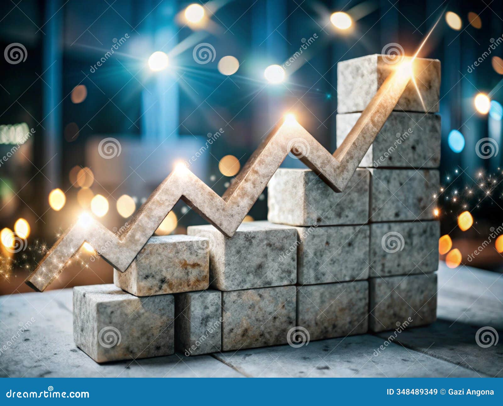 Arrow Graph with Stone Blocks Generative Ai Stock Illustration ...