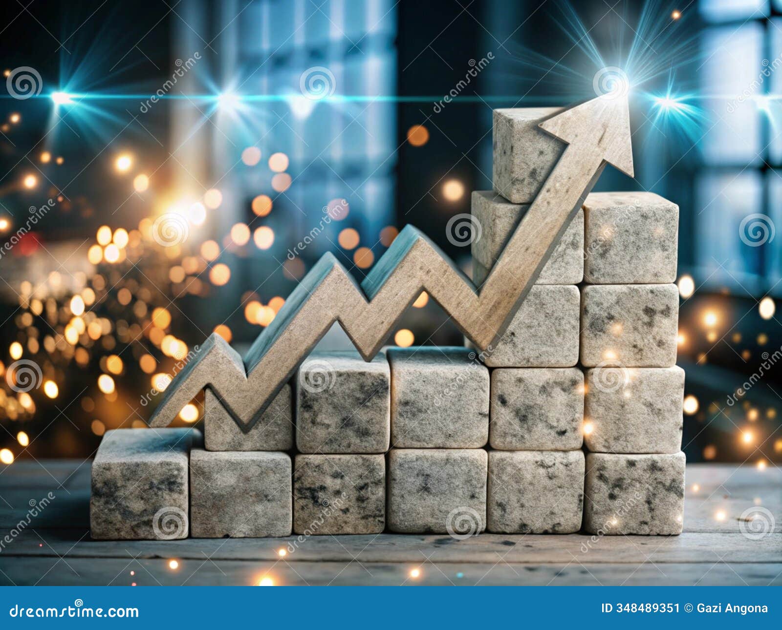 Arrow Graph with Stone Blocks Generative Ai Stock Illustration ...