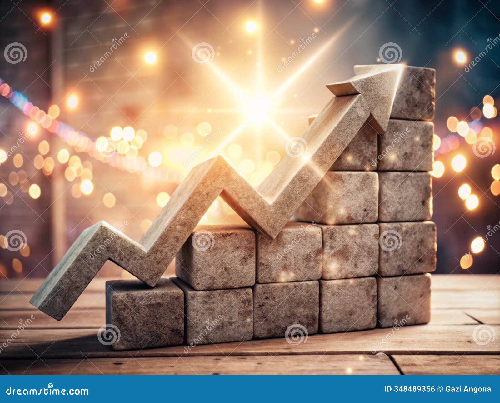 Arrow Graph with Stone Blocks Generative Ai Stock Illustration ...