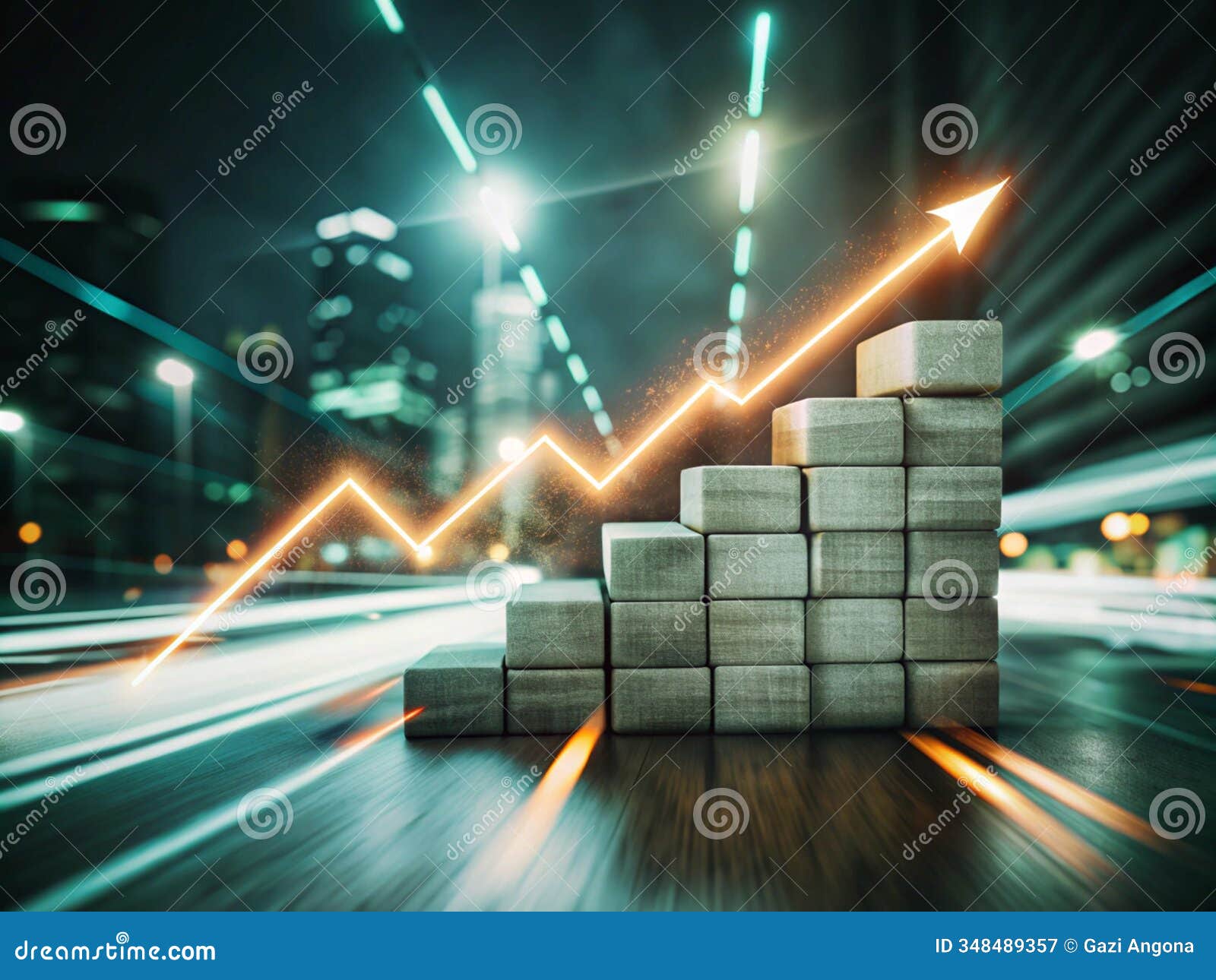Arrow Graph with Stone Blocks Generative Ai Stock Illustration ...