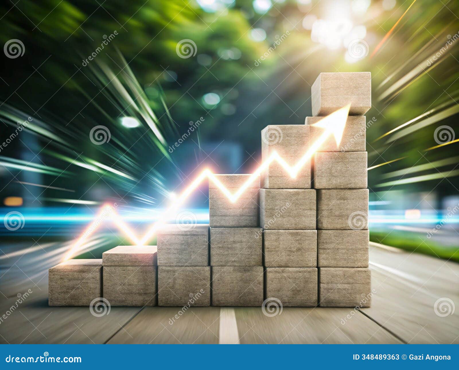 Arrow Graph with Stone Blocks Generative Ai Stock Illustration ...