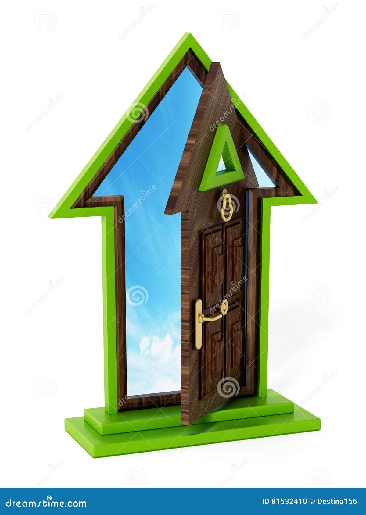 Rising Arrow Shaped Half Open Door. Stock Illustration - Illustration ...