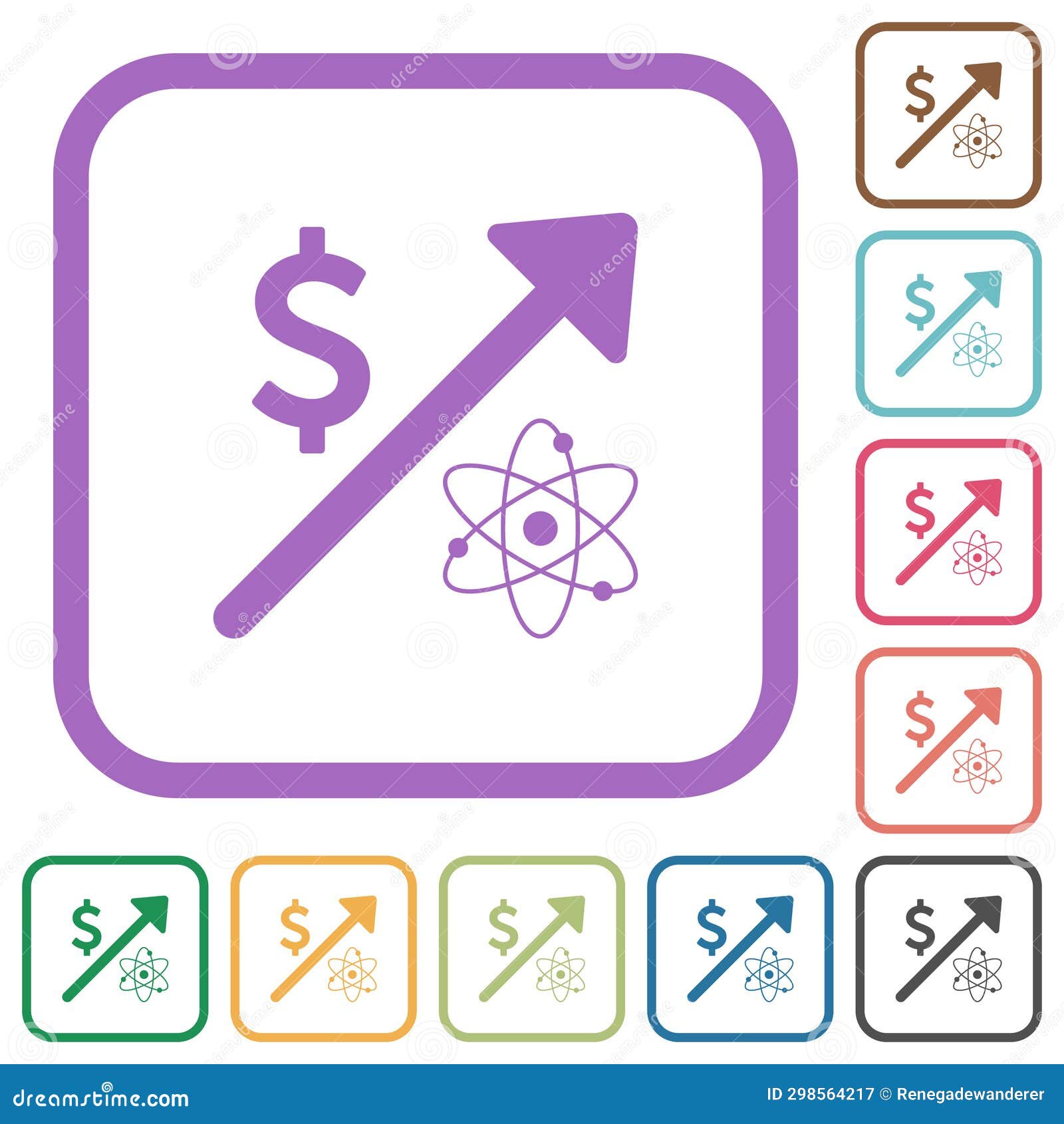 Rising Atomic Energy Turkish Lira Prices Flat White Icons On Round ...