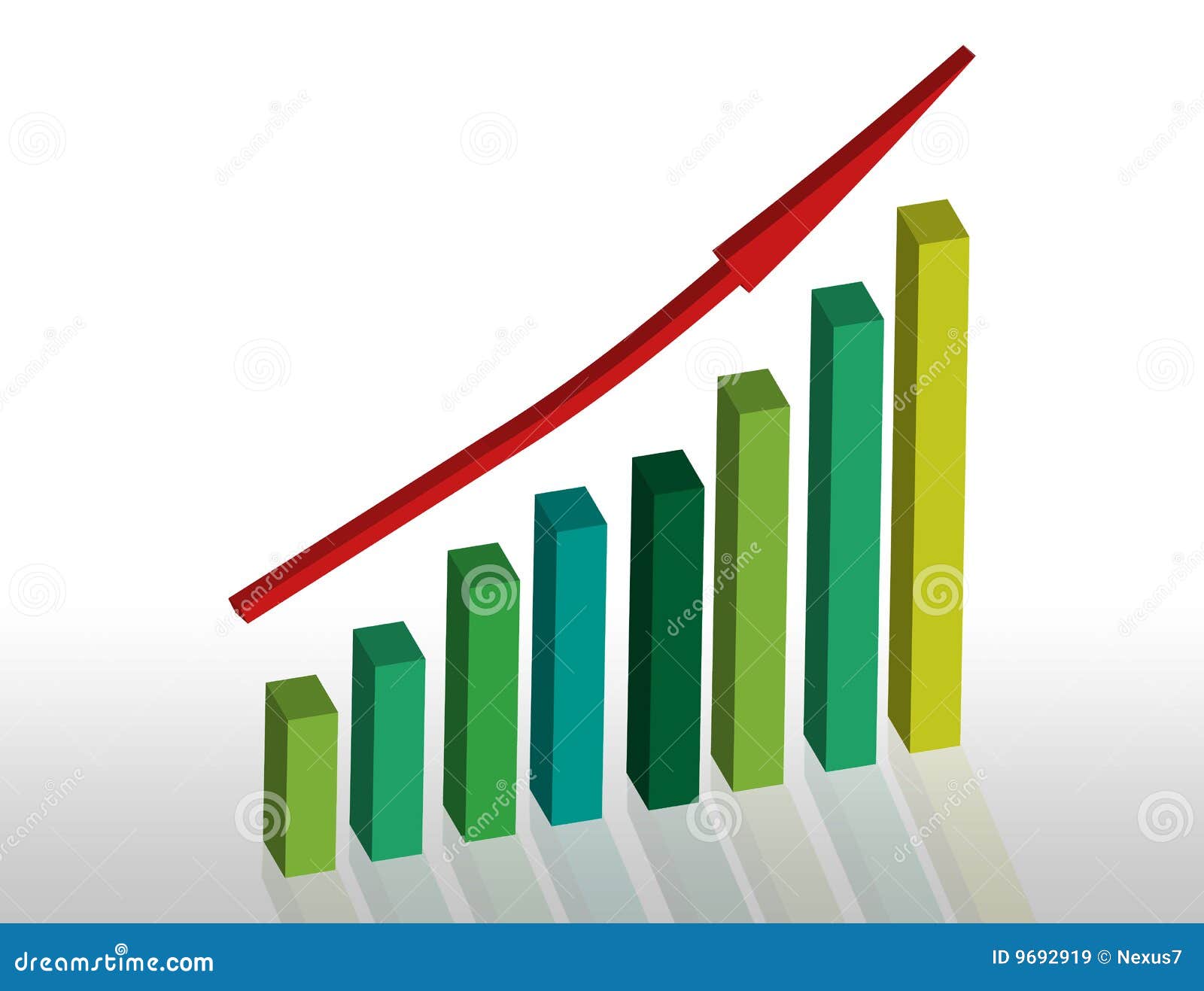 Rising Bar Chart with Red Arrow Stock Illustration - Illustration of ...