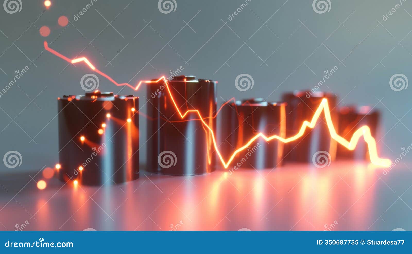 Rising Battery Cells with Energy Data Visualization Overlay Stock Image ...