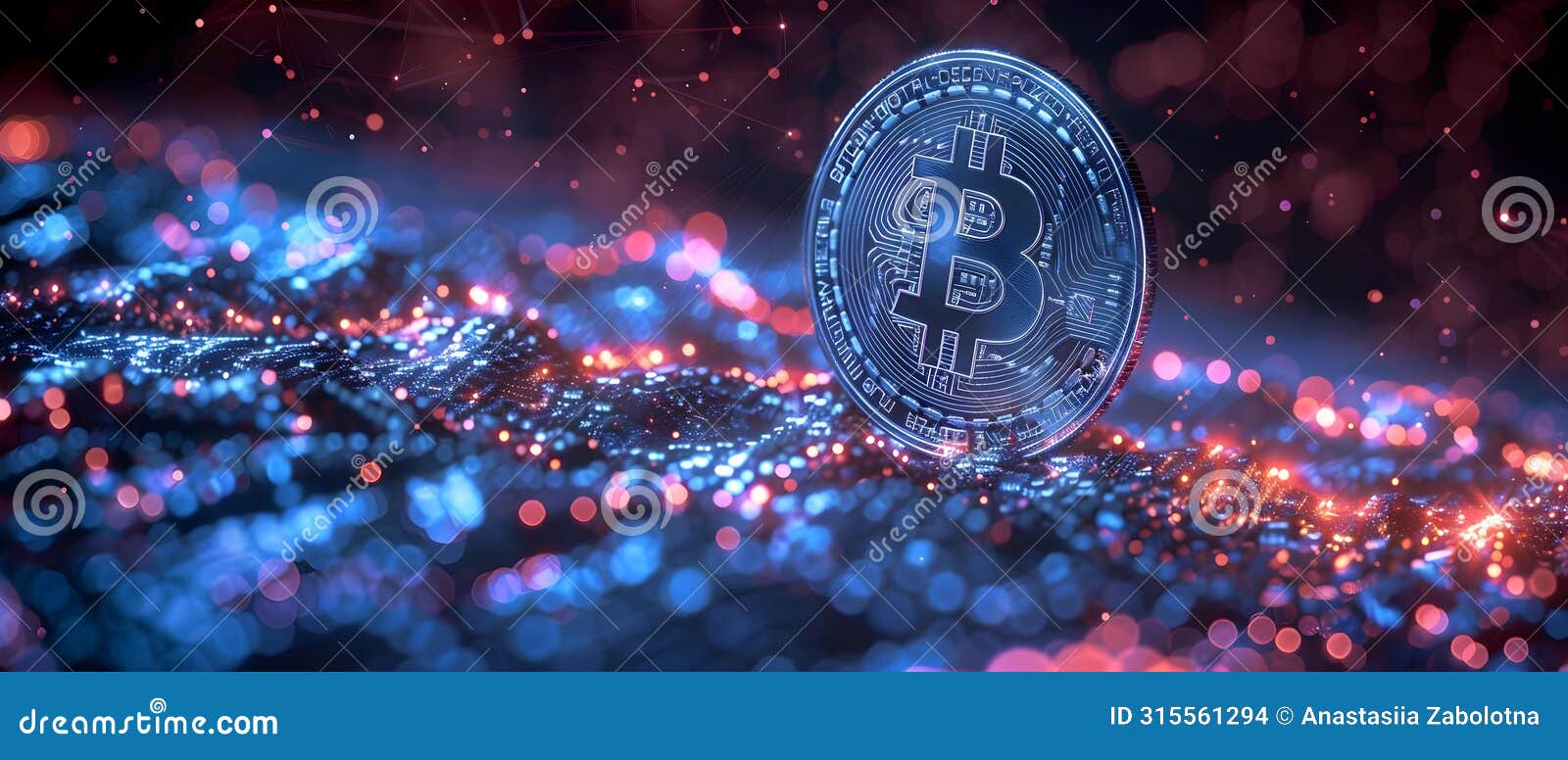 Rising Bitcoin Value with Linear Chart Visualization. Concept Bitcoin ...