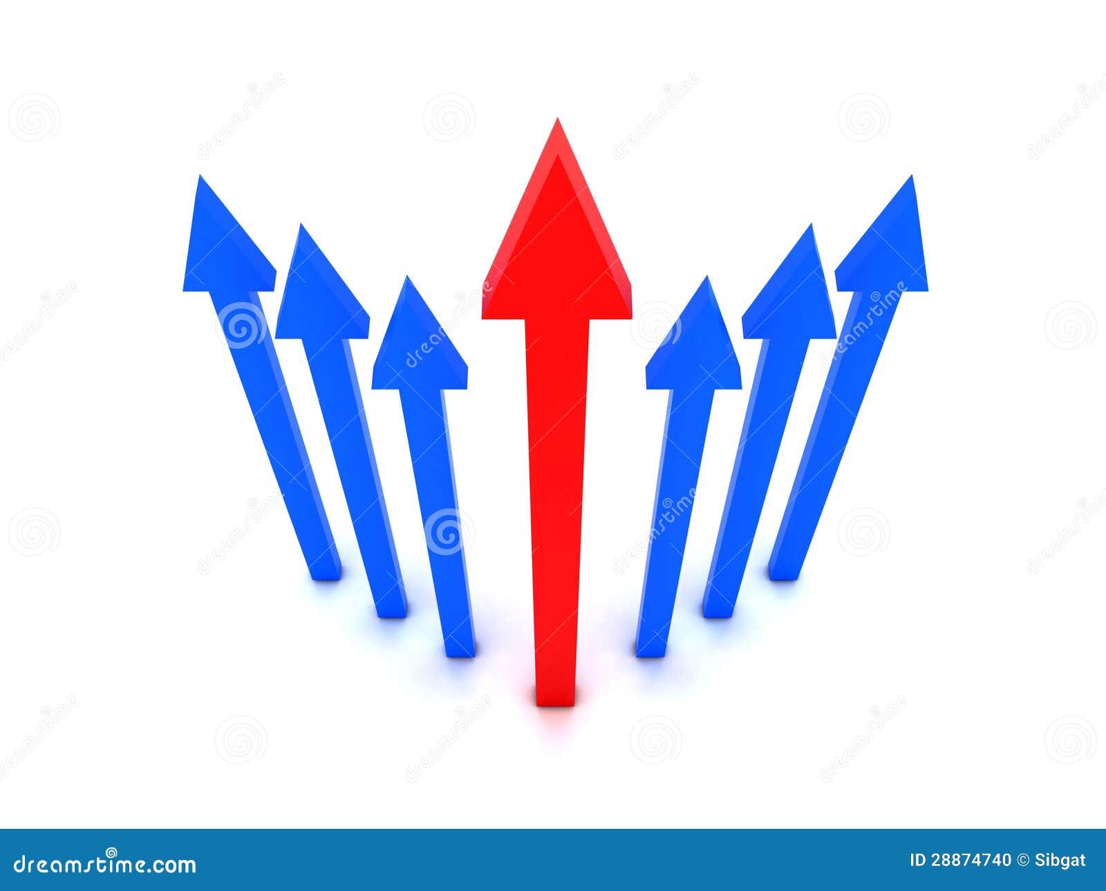 Rising Blue Arrows with Red Arrow in Center. Stock Illustration ...