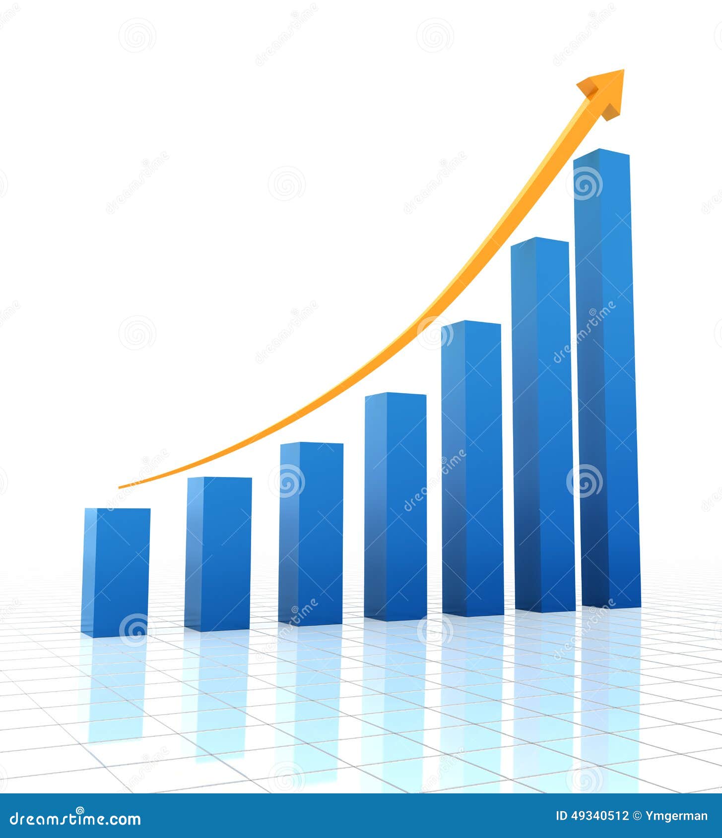 Rising chart, 3d render stock illustration. Illustration of report ...