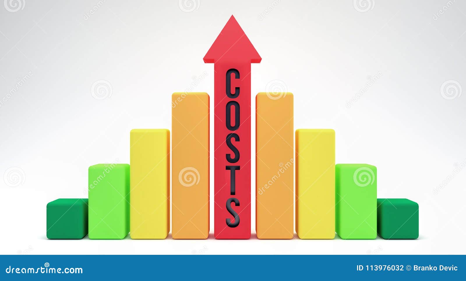 Rising Costs Concept 3d Render 3d Illustration Stock Illustration ...