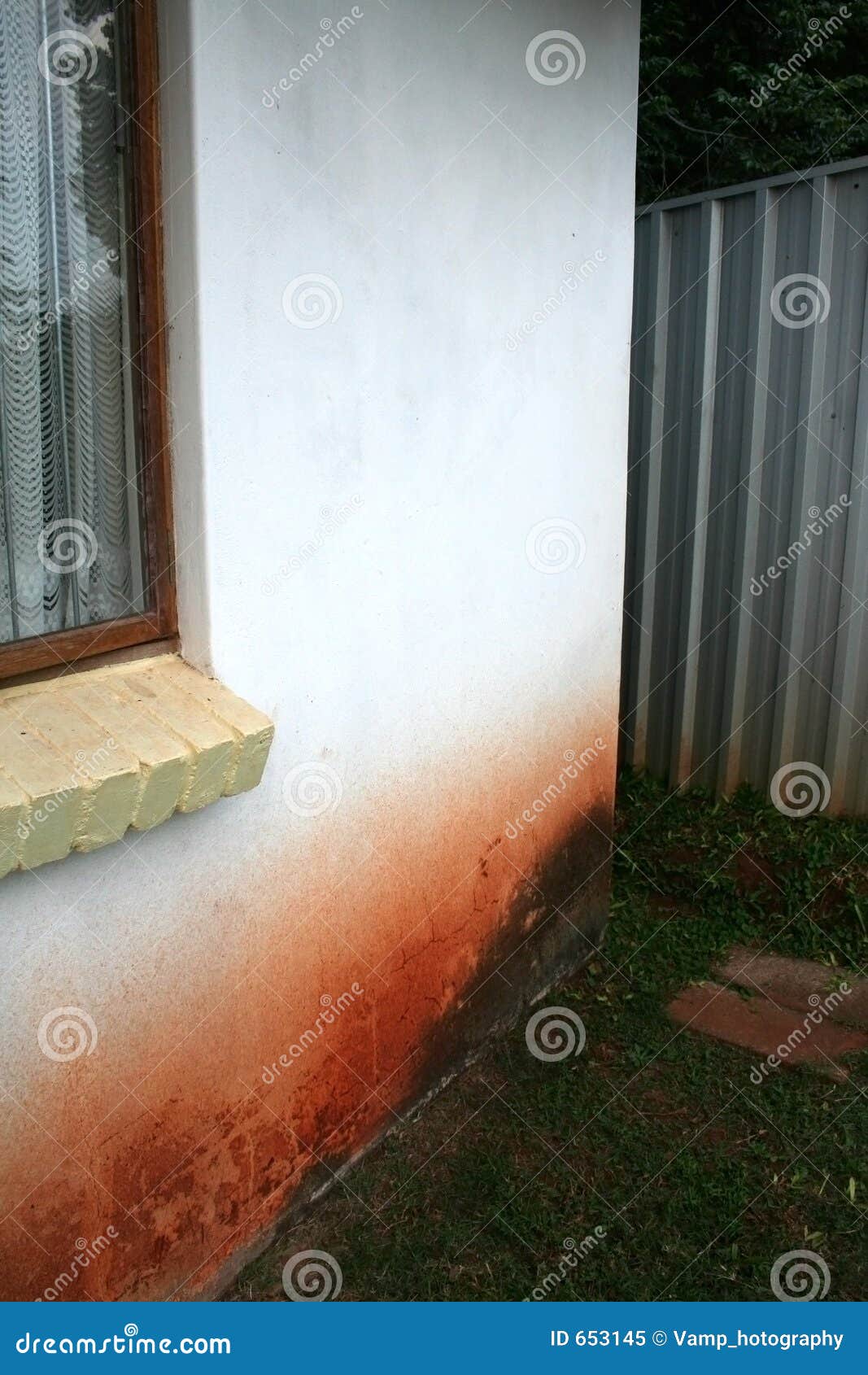 Rising Damp Outside Wall stock image. Image of grass, white - 653145