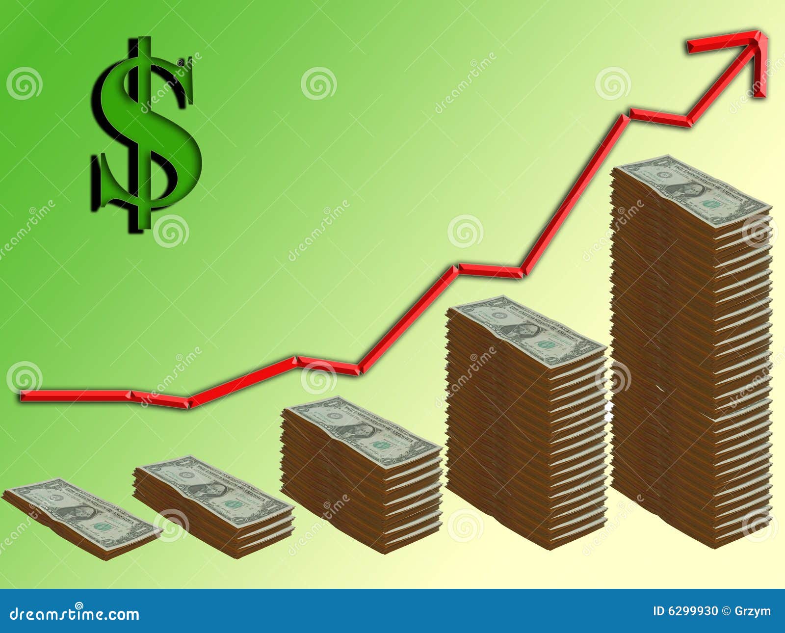 Rising dollar stock illustration. Illustration of growth - 6299930