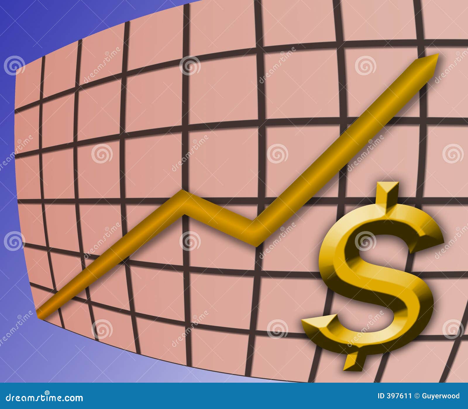 Rising dollar graph stock illustration. Illustration of stats - 397611