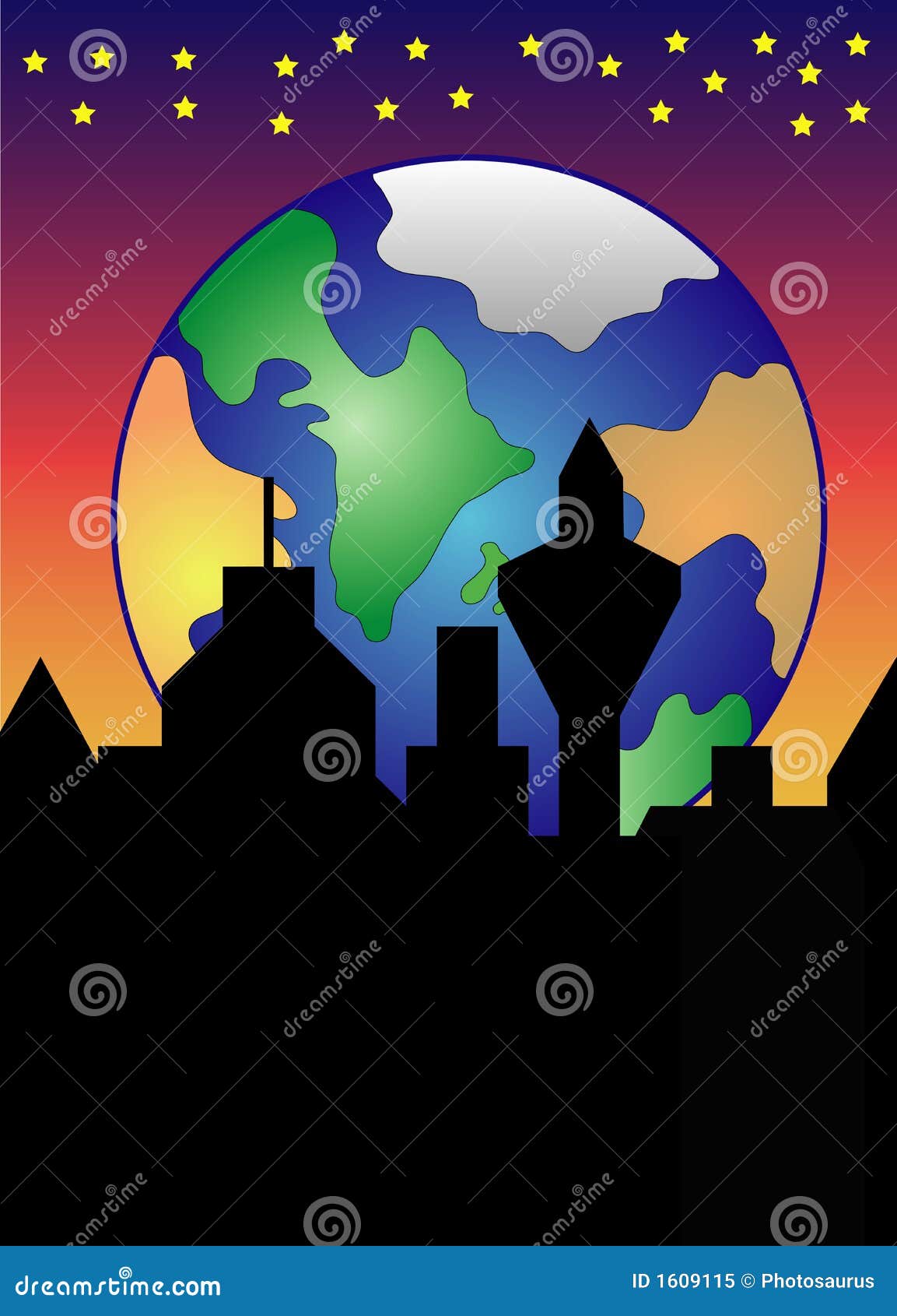 Rising Earth stock vector. Illustration of houses, rising - 1609115