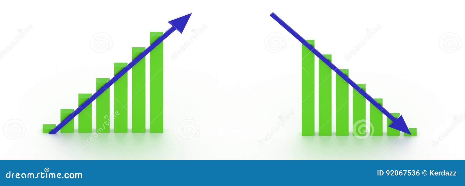 Rising and Falling Chart with Arrow Stock Illustration - Illustration ...