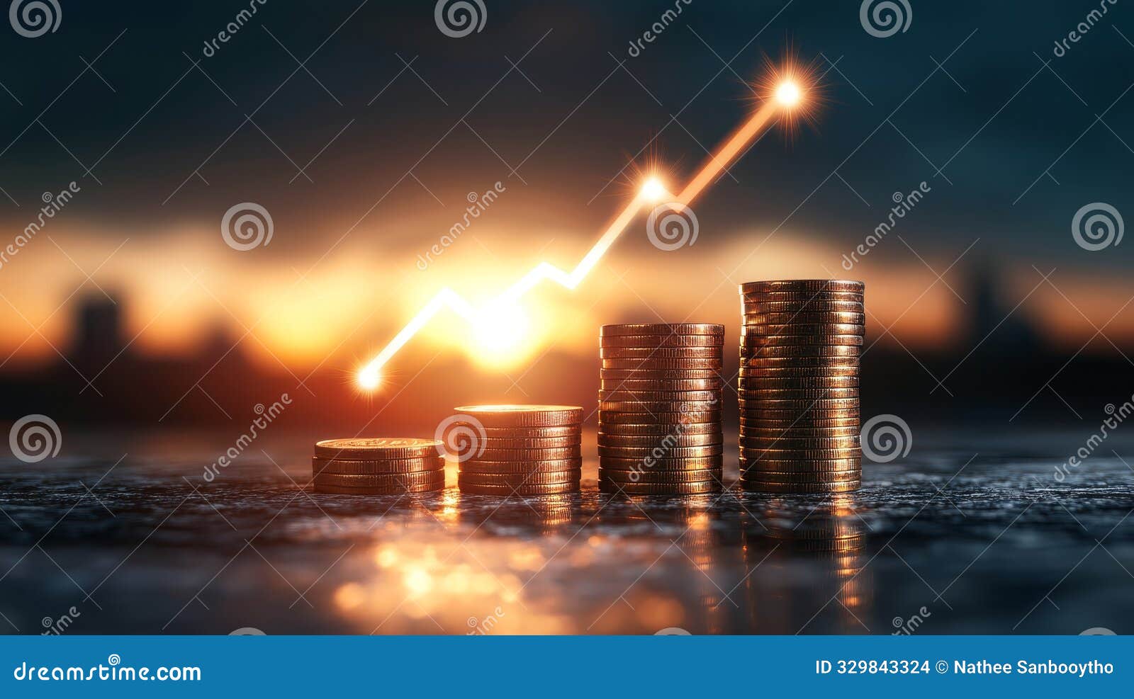 Rising Financial Graph Inside Transparent Piggy Bank. 3d Rendering ...