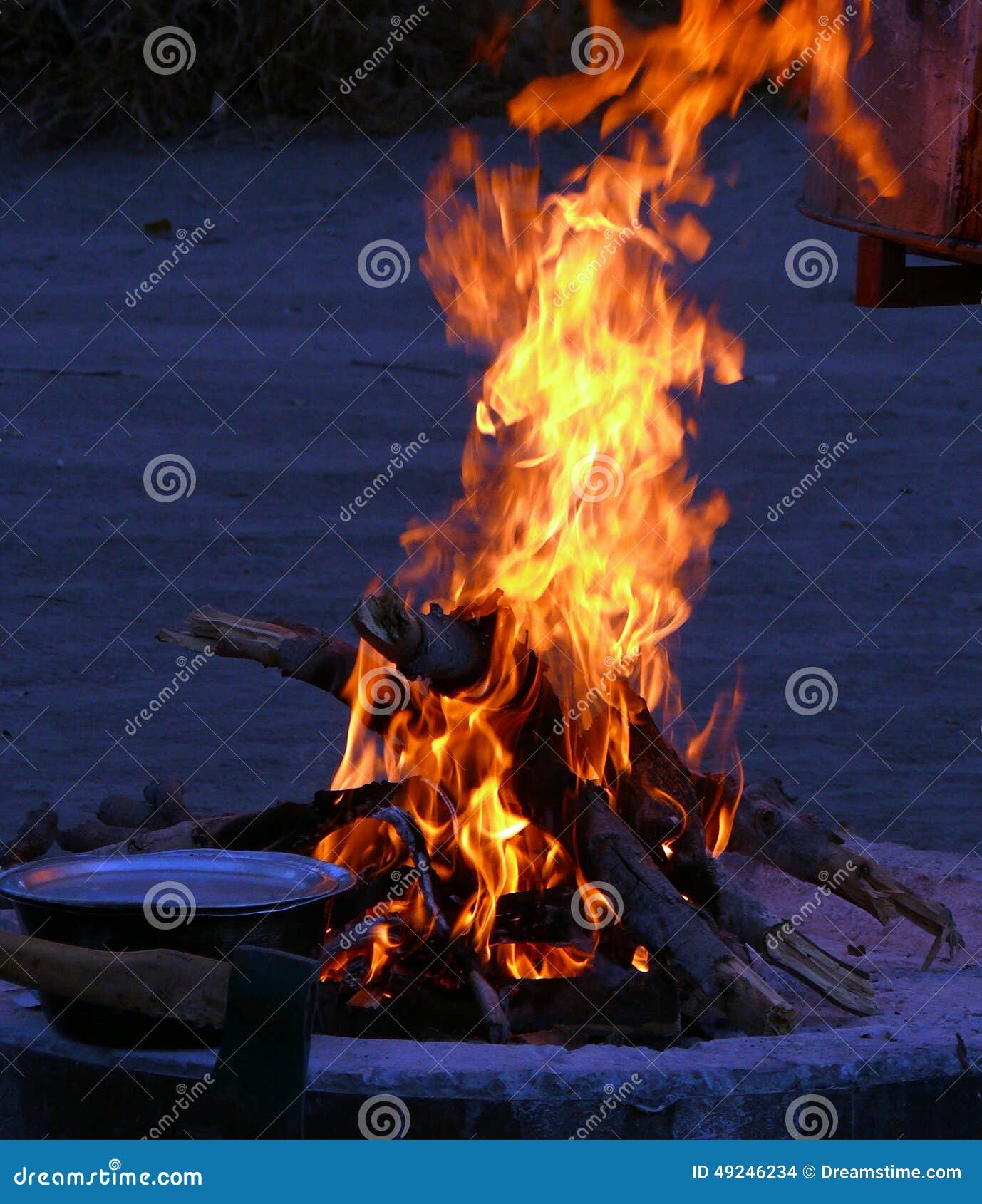 Rising Flames at a Camp Fire Stock Photo - Image of meal, high: 49246234
