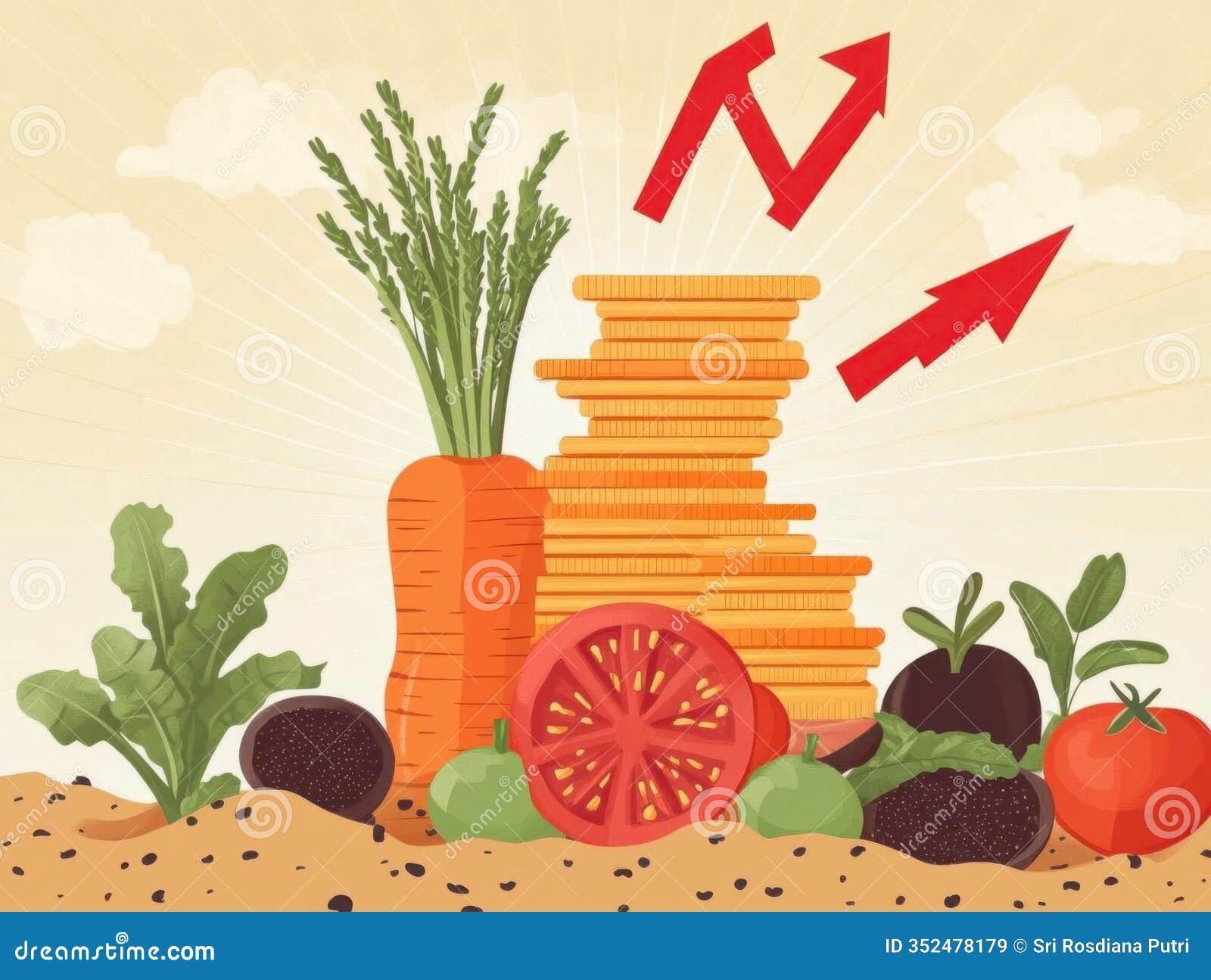 Rising Food Costs, Vegetable Prices Soar Stock Illustration ...