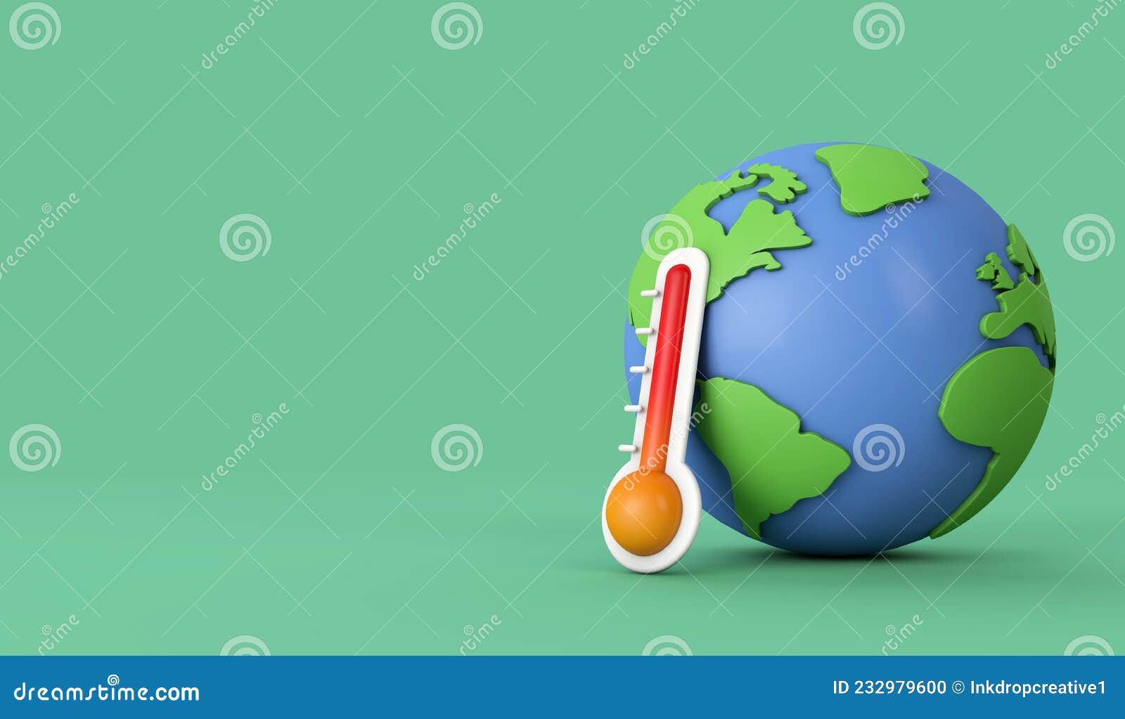 Rising Global Temperatures. Earth Model with a Thermometer Stock ...