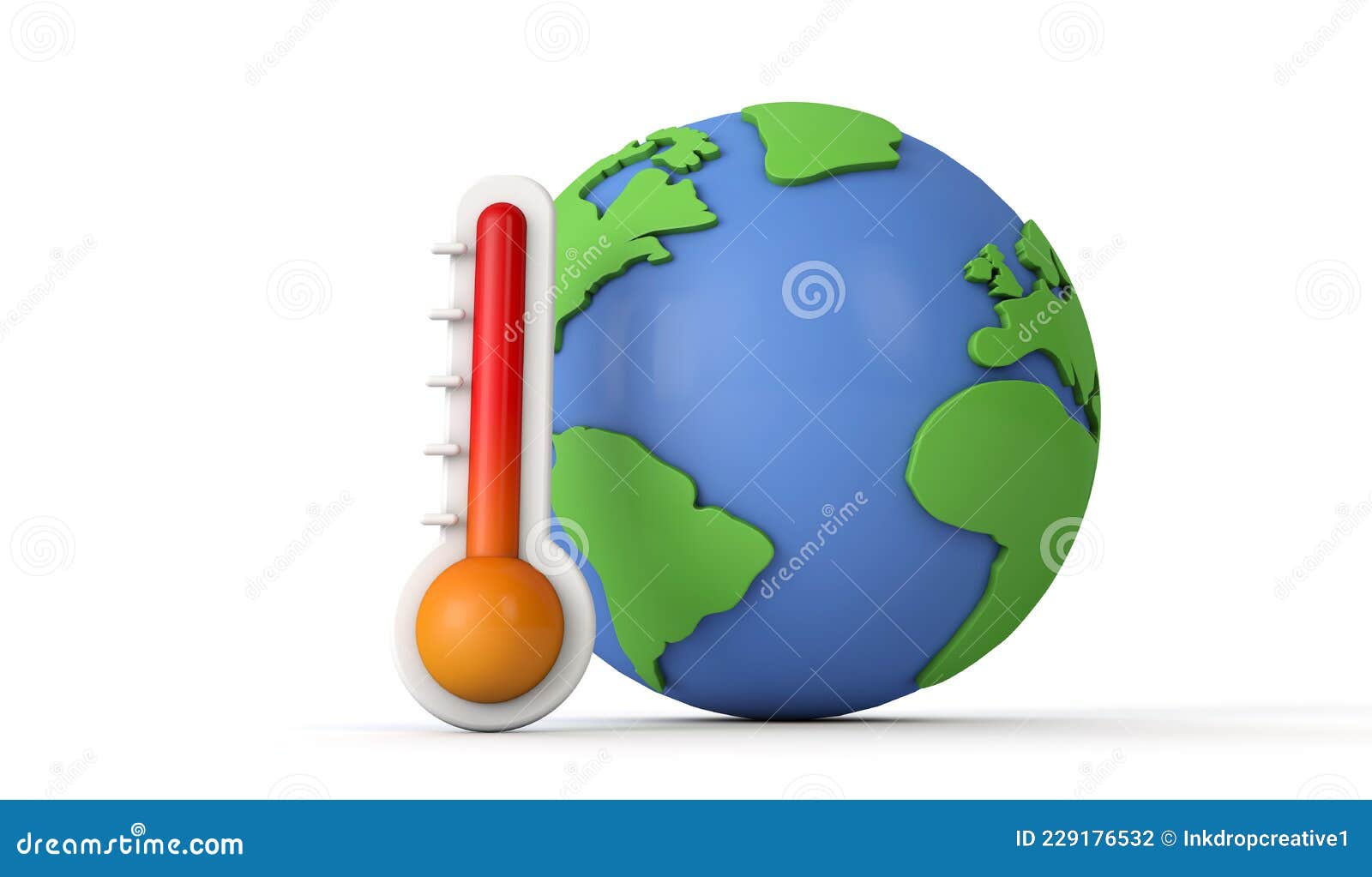 Rising Global Temperatures. Earth Model with a Thermometer Stock ...