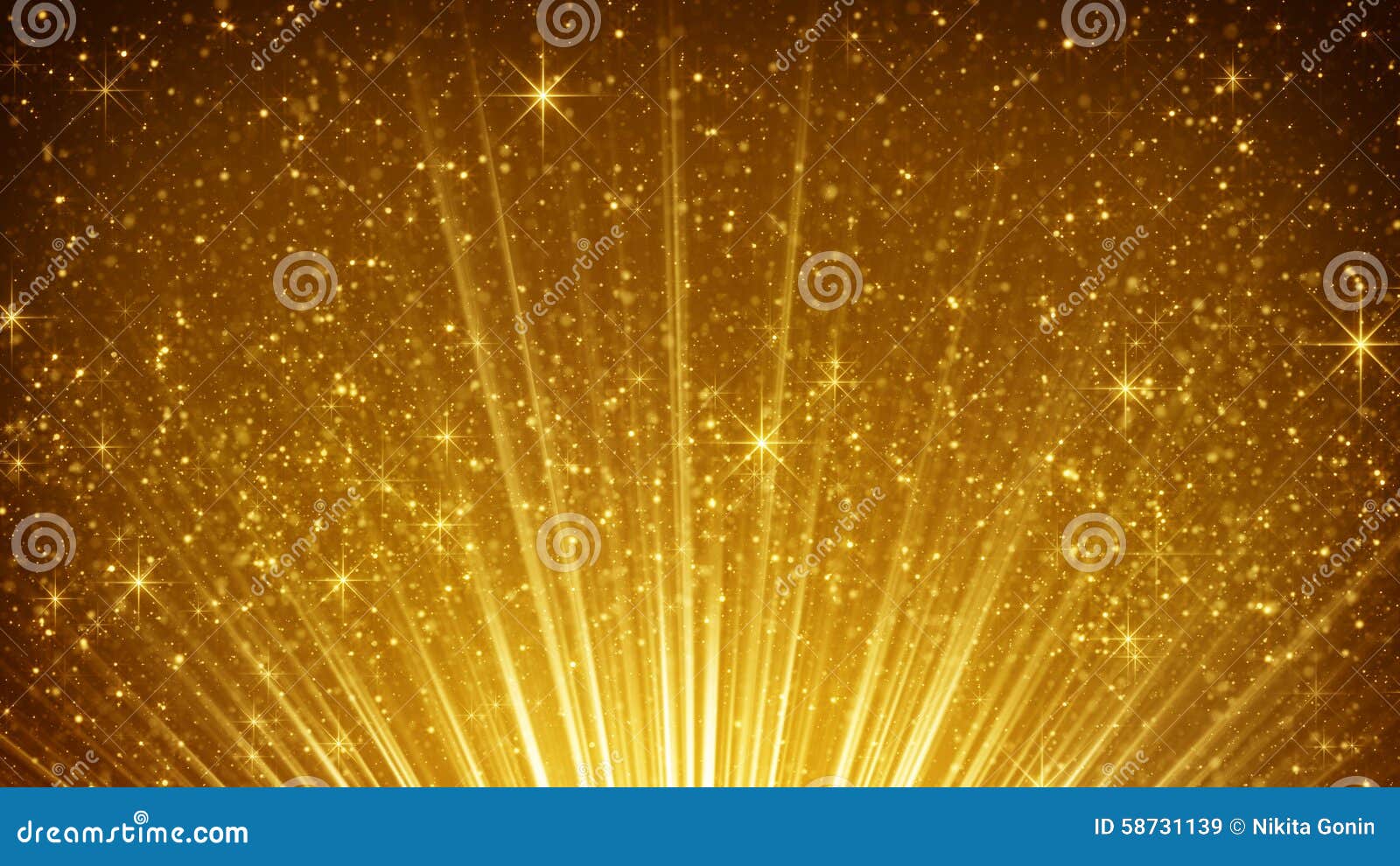 Rising Gold Particles in Light Rays Stock Illustration - Illustration ...