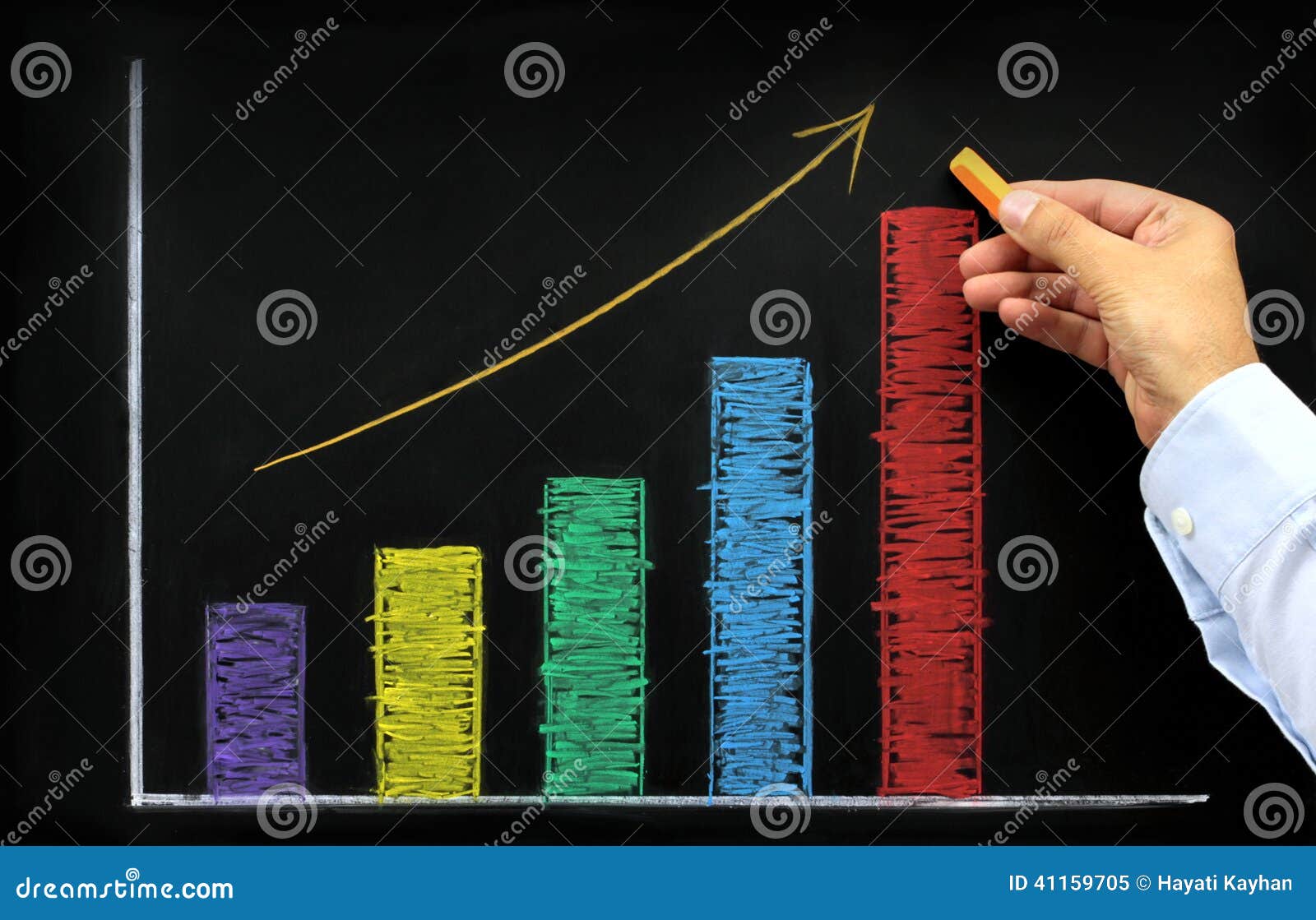 Rising Graph with Colorful Chalk Stock Image - Image of grow ...