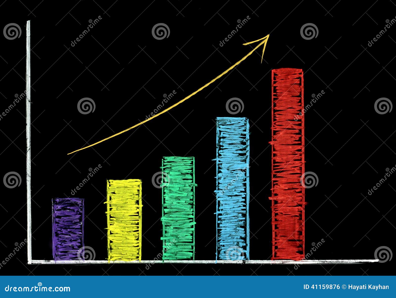 Rising Graph with Colorful Chalk on Blackboard Stock Photo - Image of ...