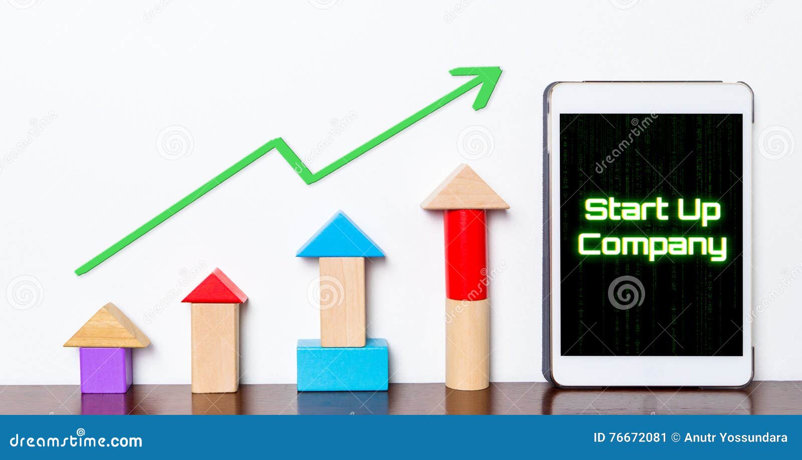 Rising Graphic Growth for Start Up Company Concept on Tablet. Stock ...