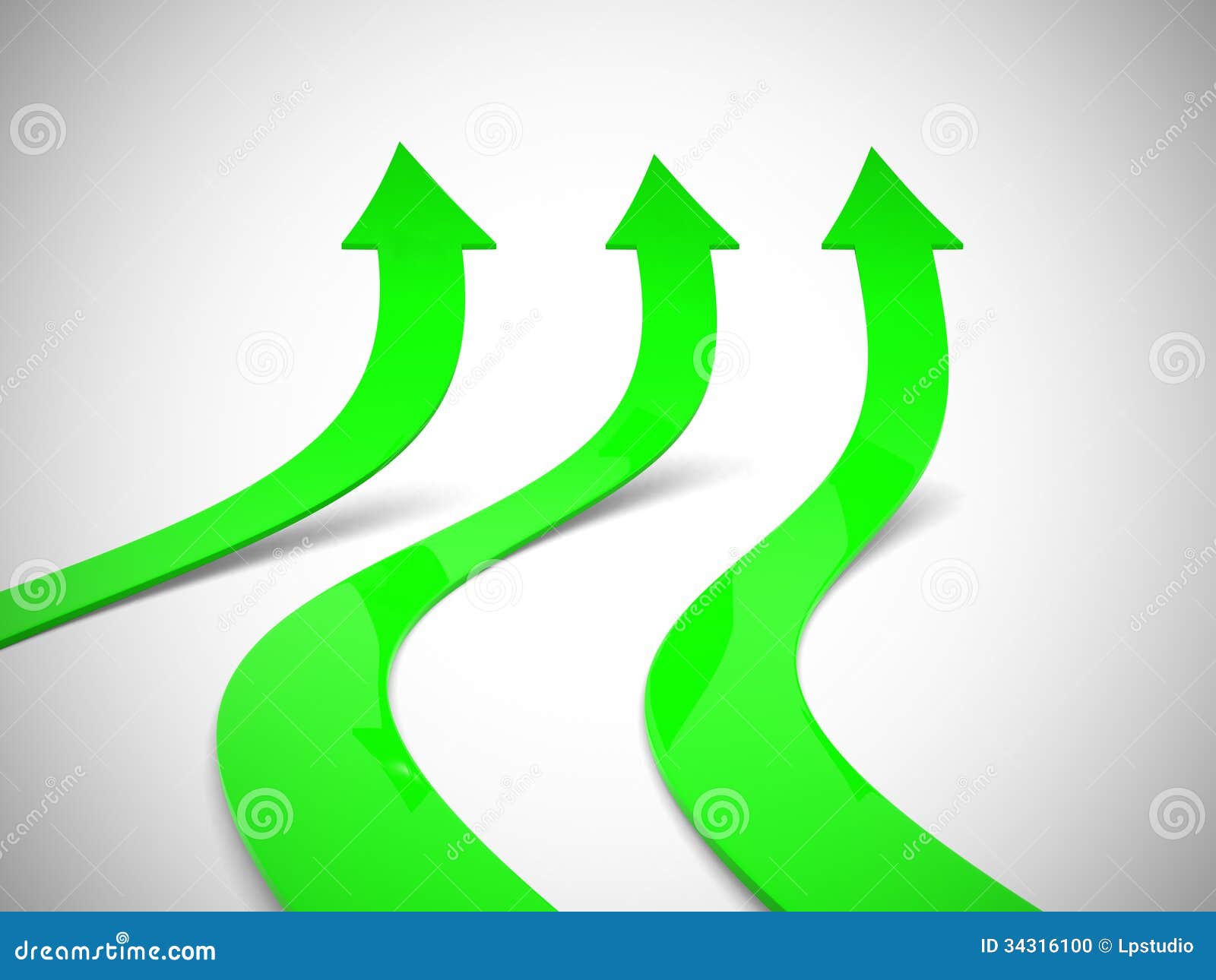 Rising green arrows 3D stock illustration. Illustration of progress ...