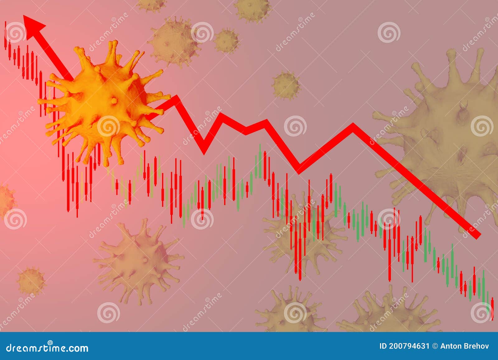 Rising Incidence Of COVID-19. Virus Molecules And Red Growth Arrow ...