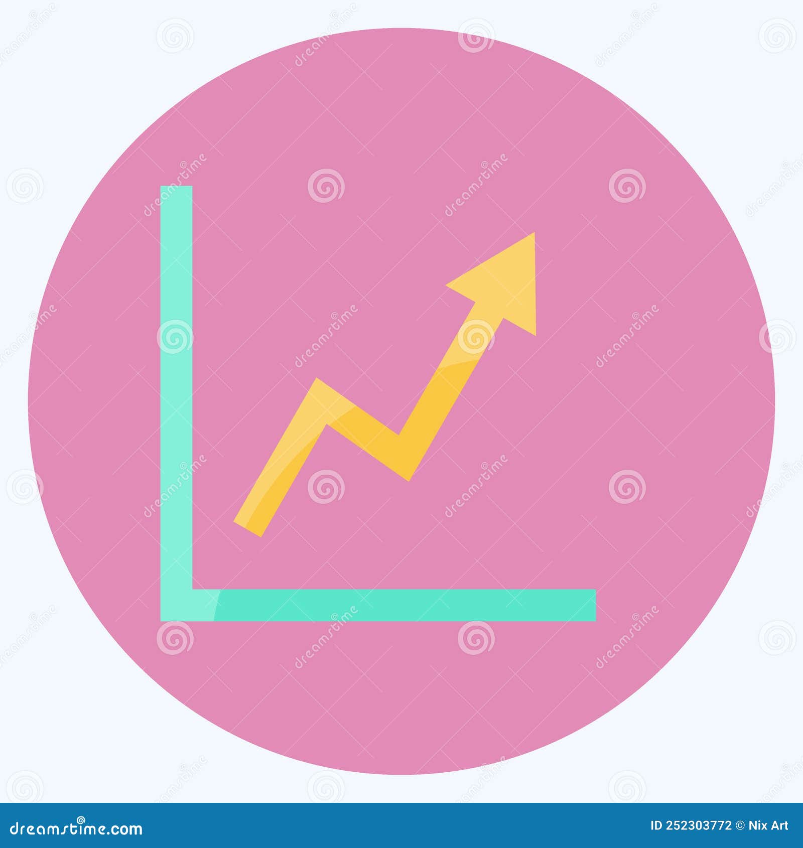 Rising Line Graph Icon in Trendy Flat Style Isolated on Soft Blue ...