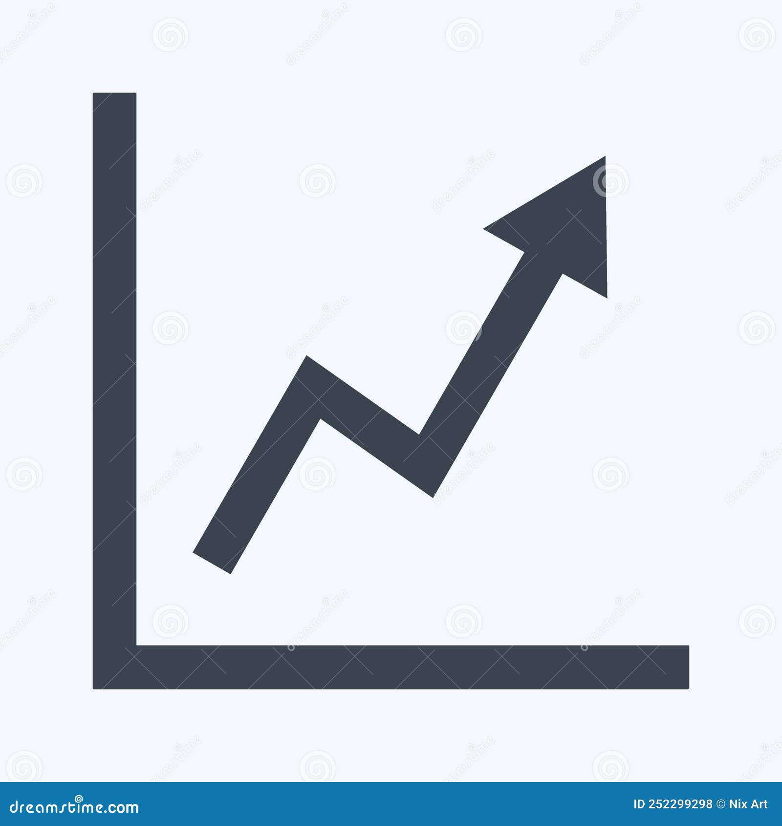 Rising Line Graph Icon in Trendy Glyph Style Isolated on Soft Blue ...