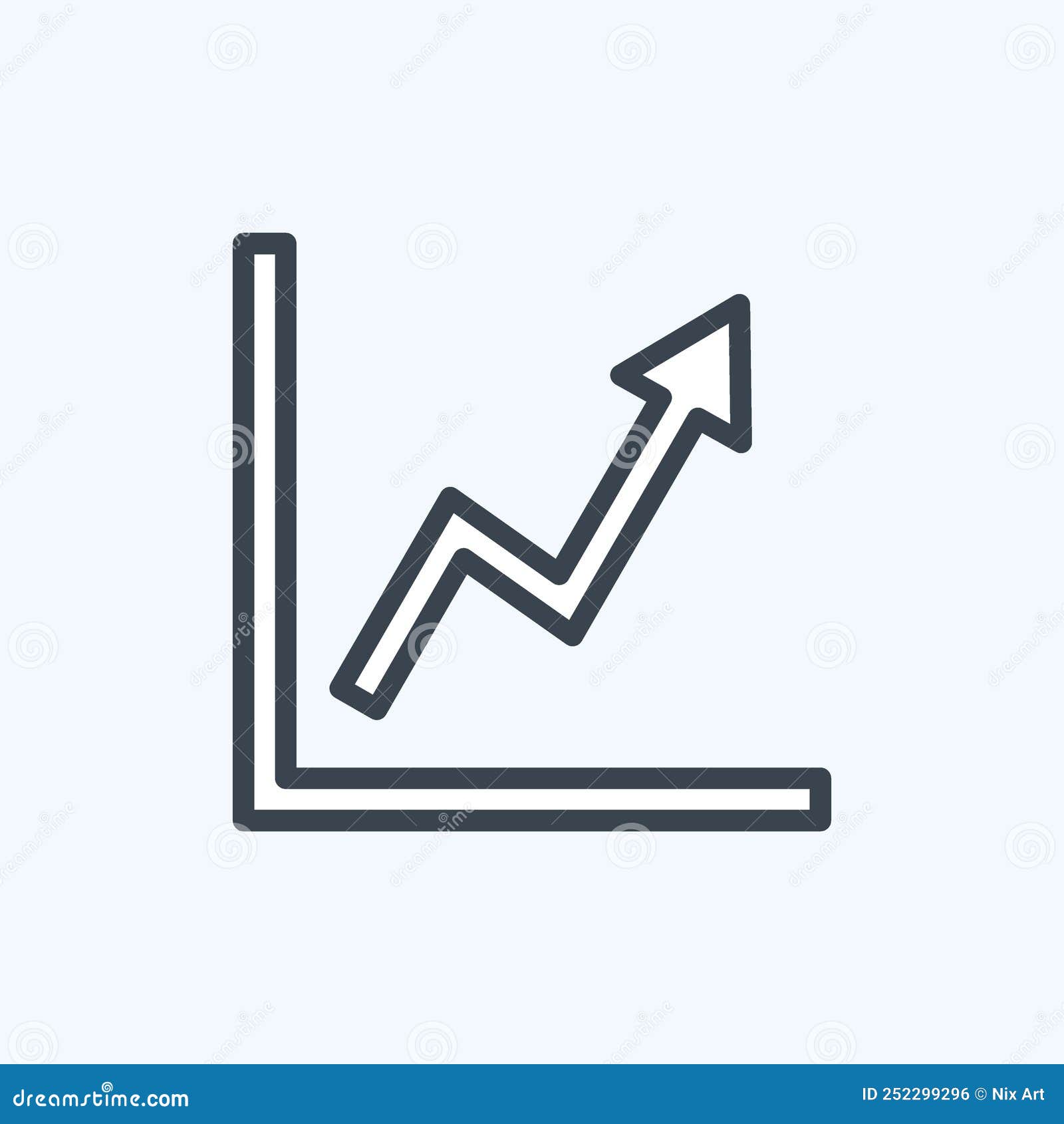 Rising Line Graph Icon in Trendy Line Style Isolated on Soft Blue ...