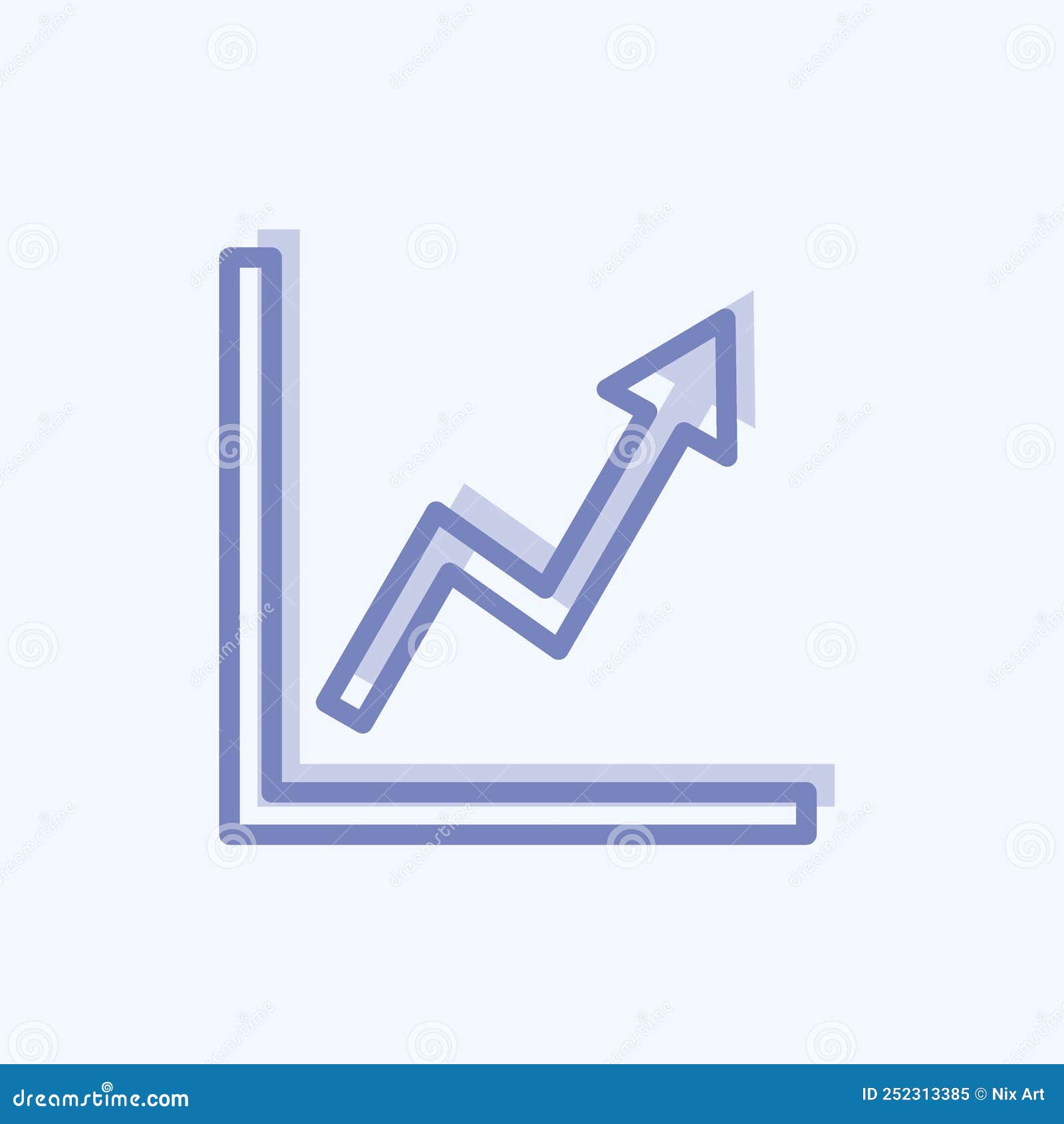 Rising Line Graph Icon in Trendy Two Tone Style Isolated on Soft Blue ...
