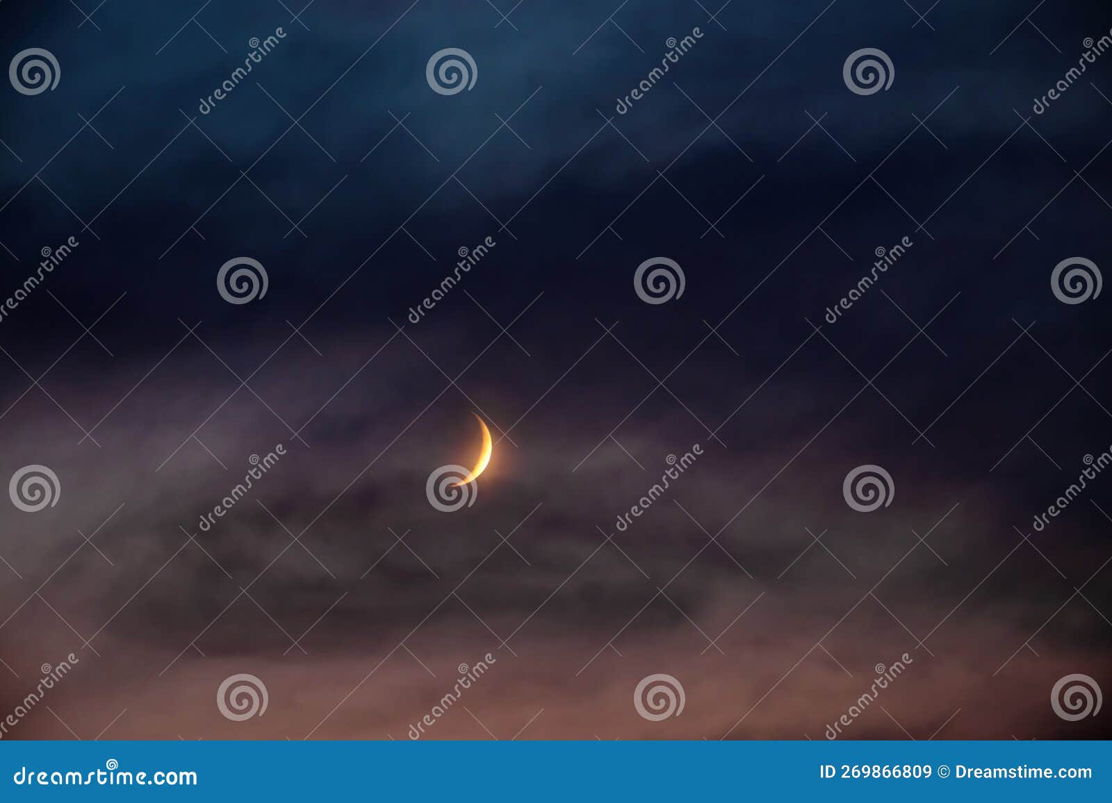 Rising Moon. a Crescent Moon in the Dark Night Sky Stock Image - Image ...
