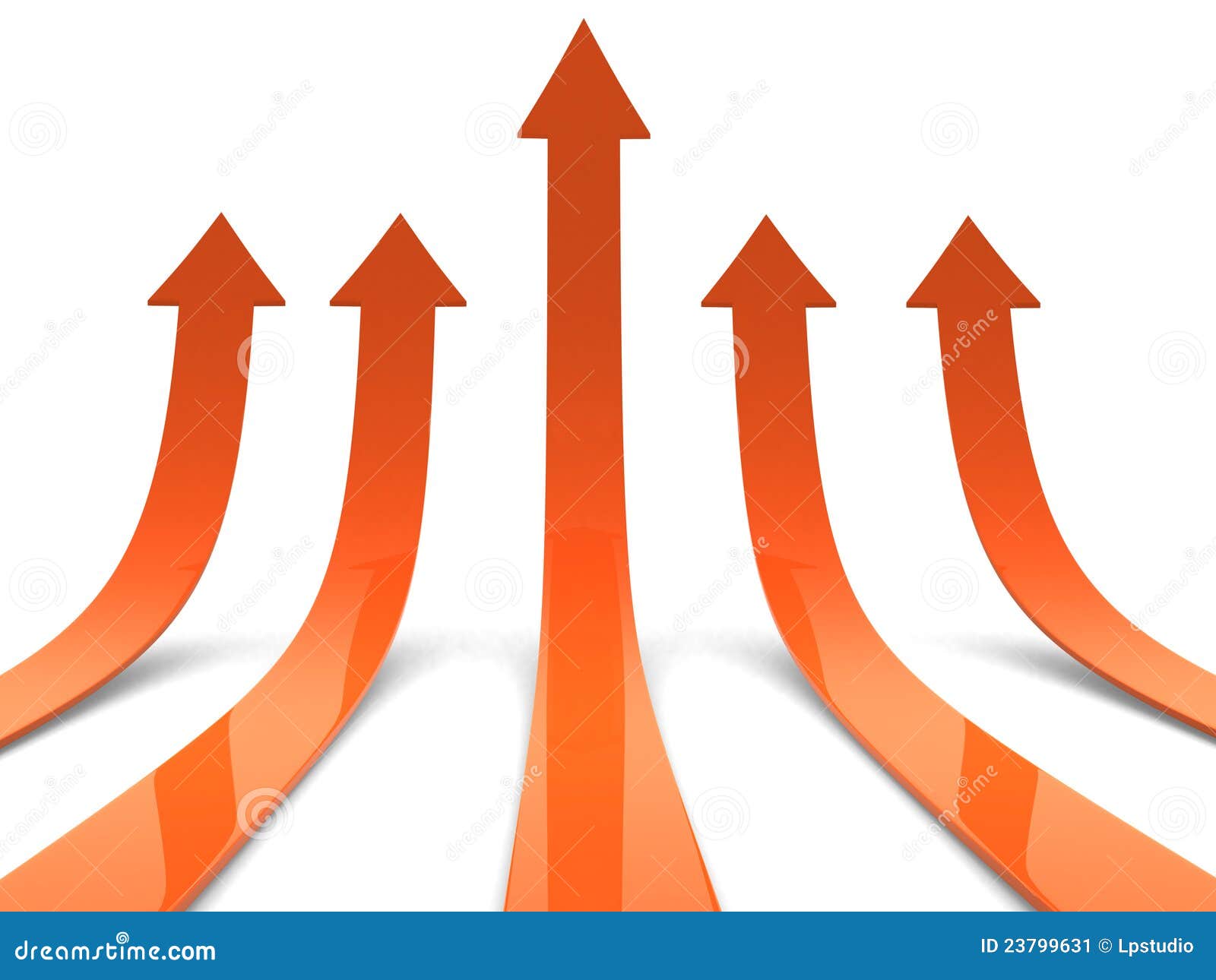 Rising orange arrows 3D stock illustration. Illustration of competition ...
