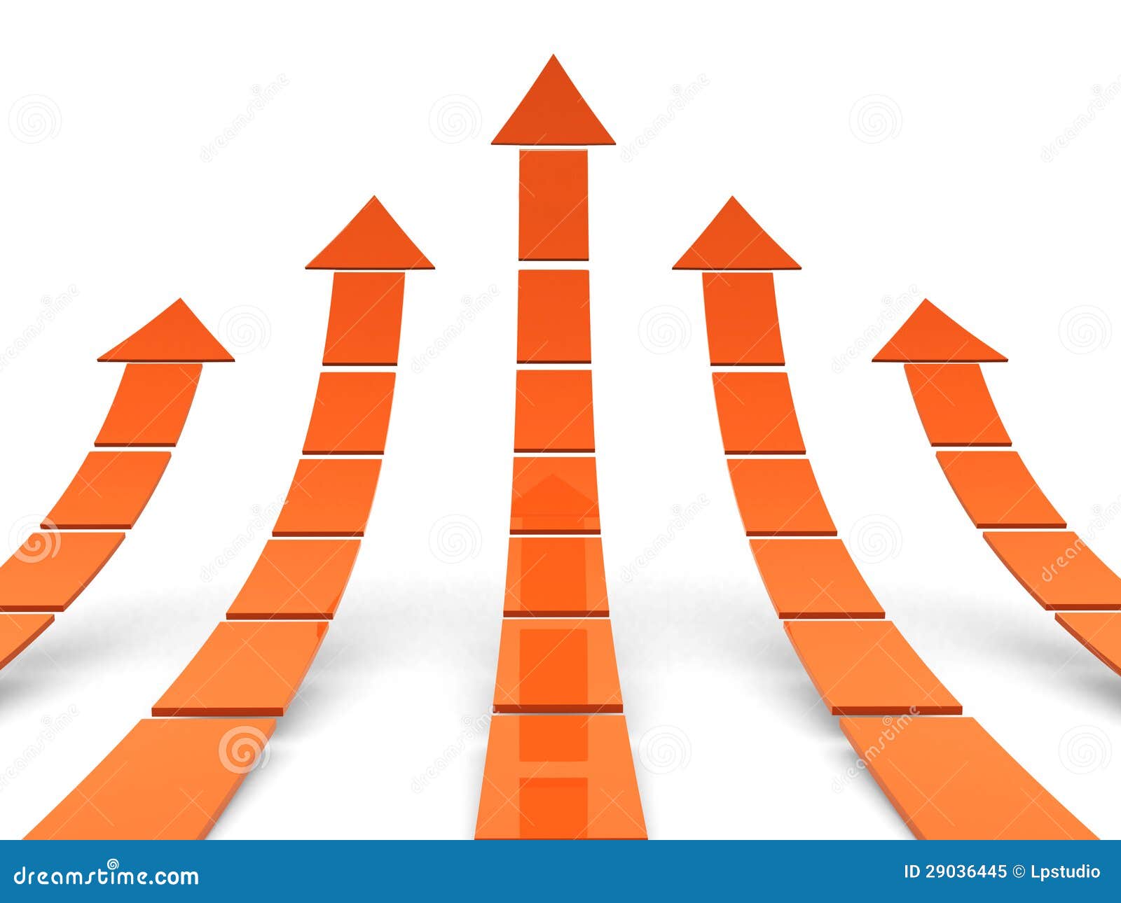 Rising orange arrows 3D stock illustration. Illustration of competition ...