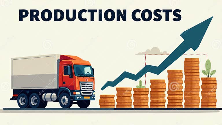 Rising Production Costs Delivery Truck and Increasing Expenses Stock ...