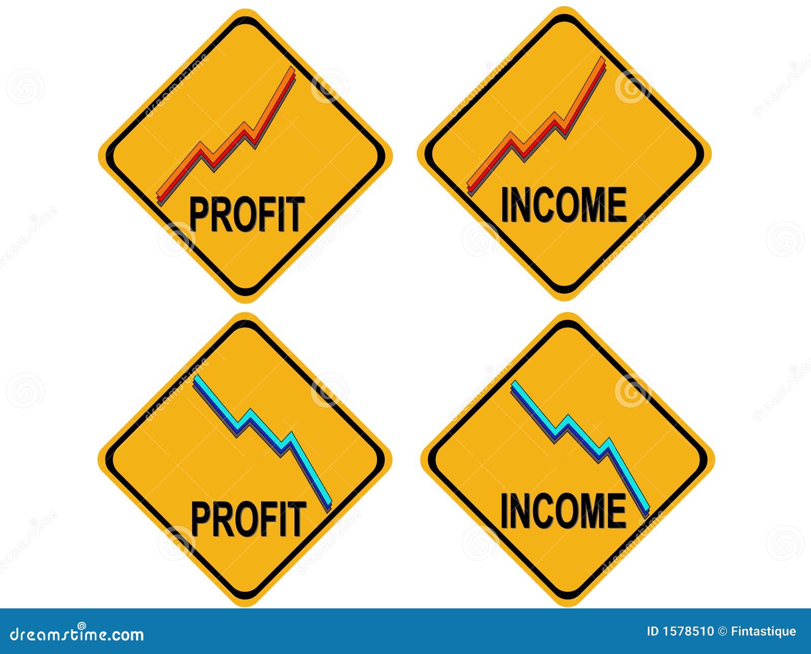 Rising Profits Falling Income Warning Sign Stock Vector - Illustration ...