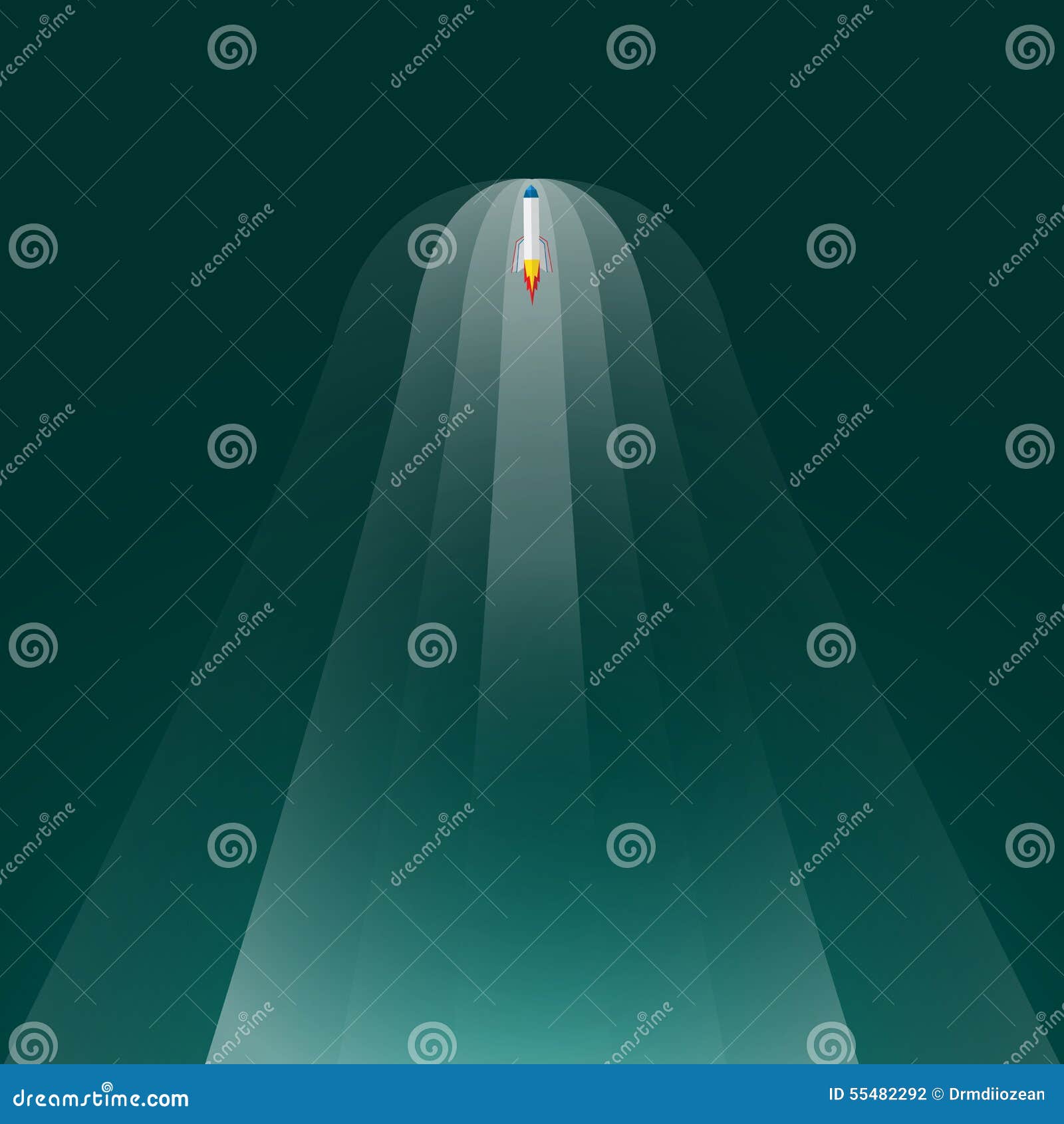 Rising Rocket Space Themed Poster Vector Illustration | CartoonDealer ...
