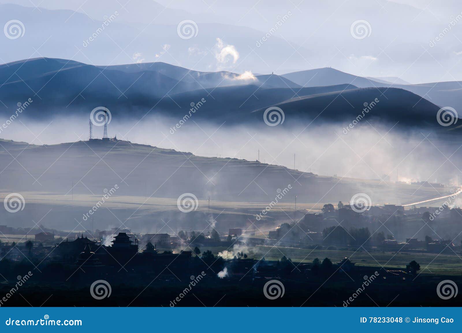 Rising Smoke Above Aba Town at Morning Stock Photo - Image of buddhism ...