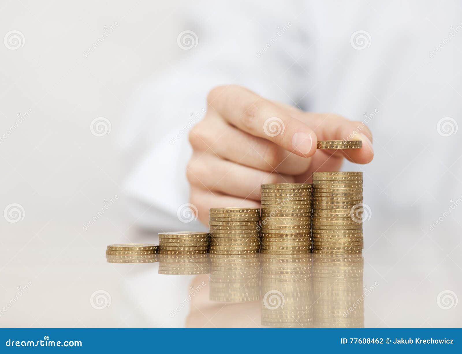 Rising stack of coins stock photo. Image of banking, invest - 77608462