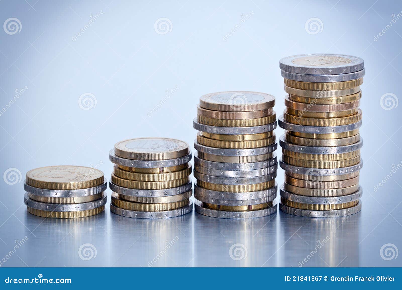 Rising stacks of coins stock image. Image of worth, coin - 21841367