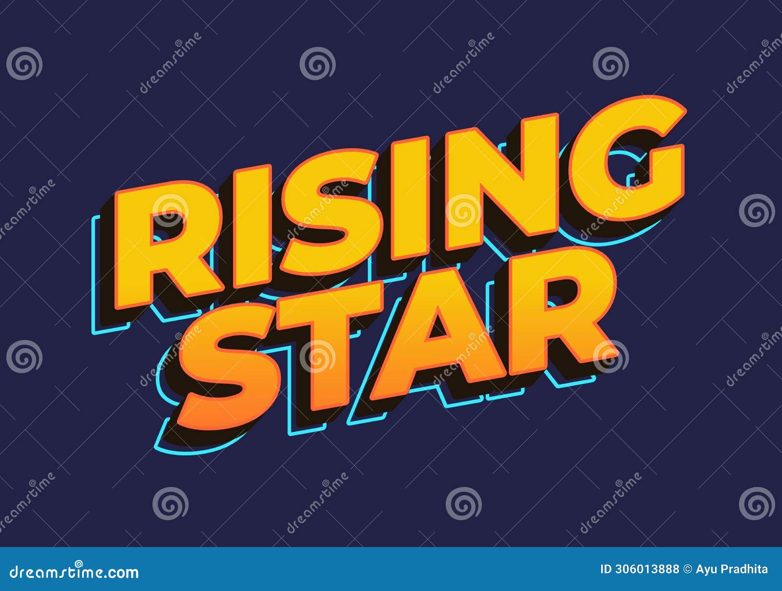 Rising Star. Text Effect in 3D Look. Yellow Color Stock Illustration ...