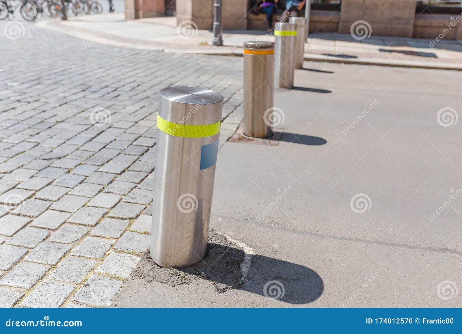 Stop Pillars for Regulation and Blocking of City Traffic Stock Photo ...