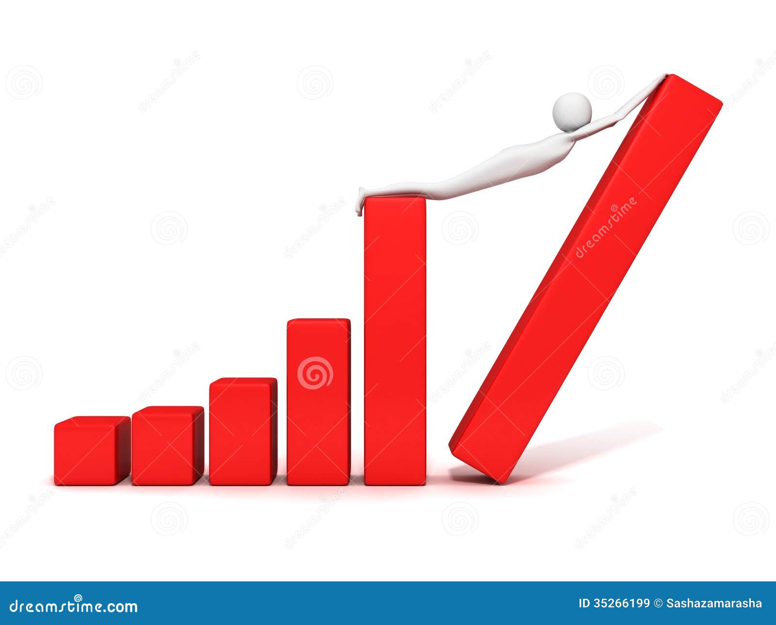 Rising Success Business Bar Graph and 3d Man Stock Illustration ...