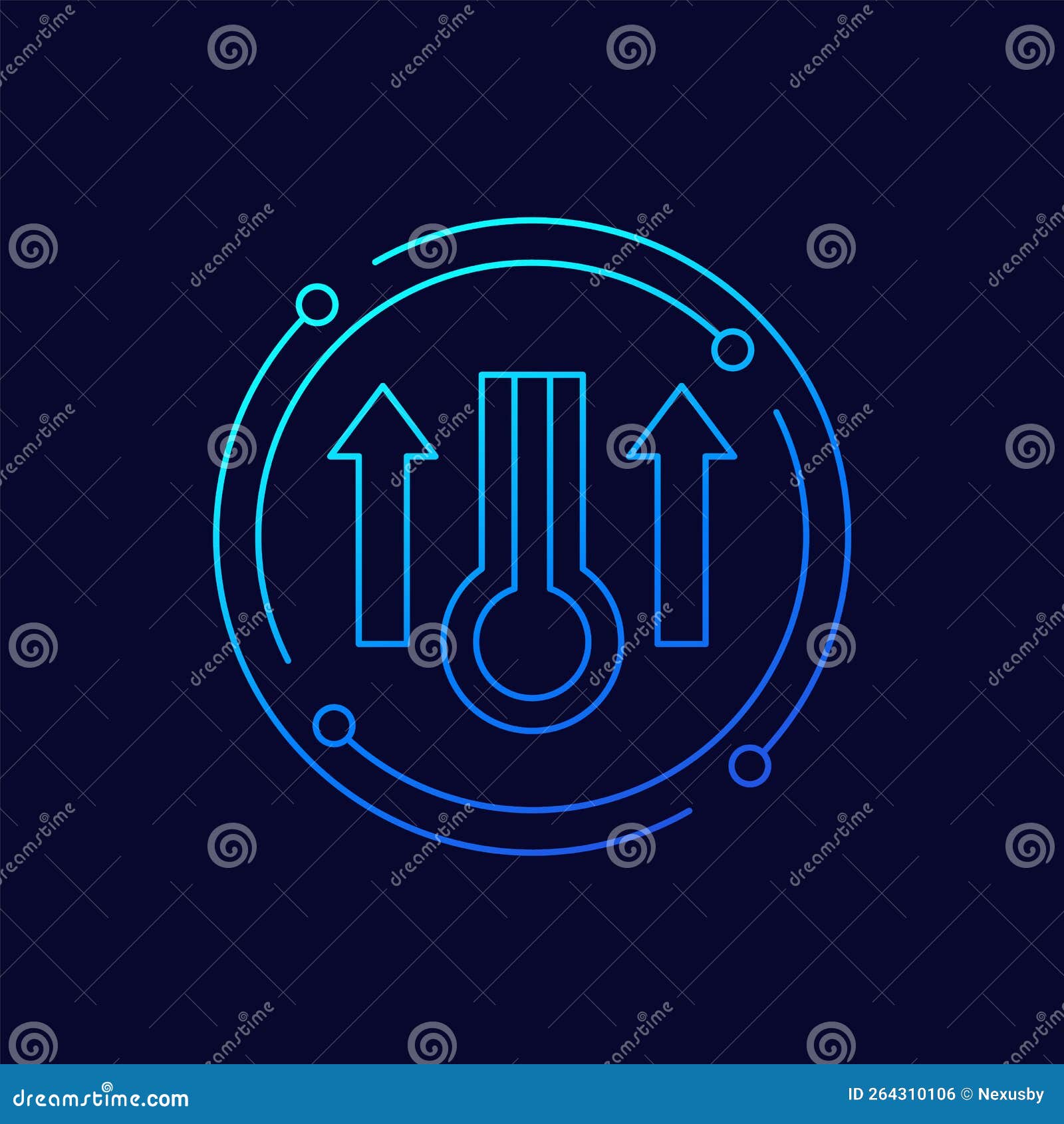 Rising Temperature Icon, Linear Design Stock Vector - Illustration of ...
